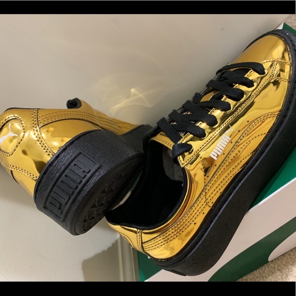 Puma | Shoes | Puma Metallic Gold Mirror Basket Platform | Poshmark